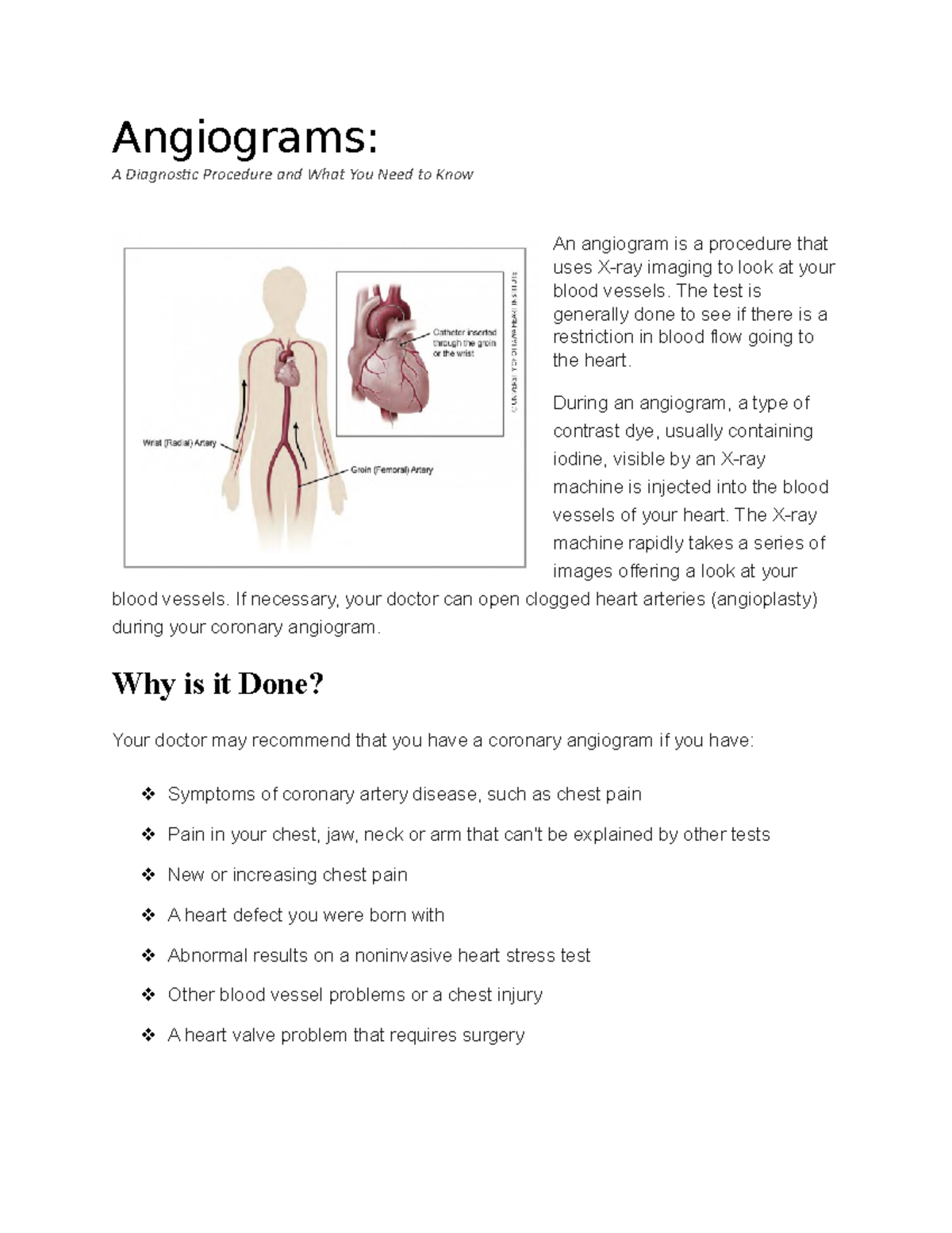 Coronary Angiogram - Teaching Project - Angiograms: A Diagnostic ...
