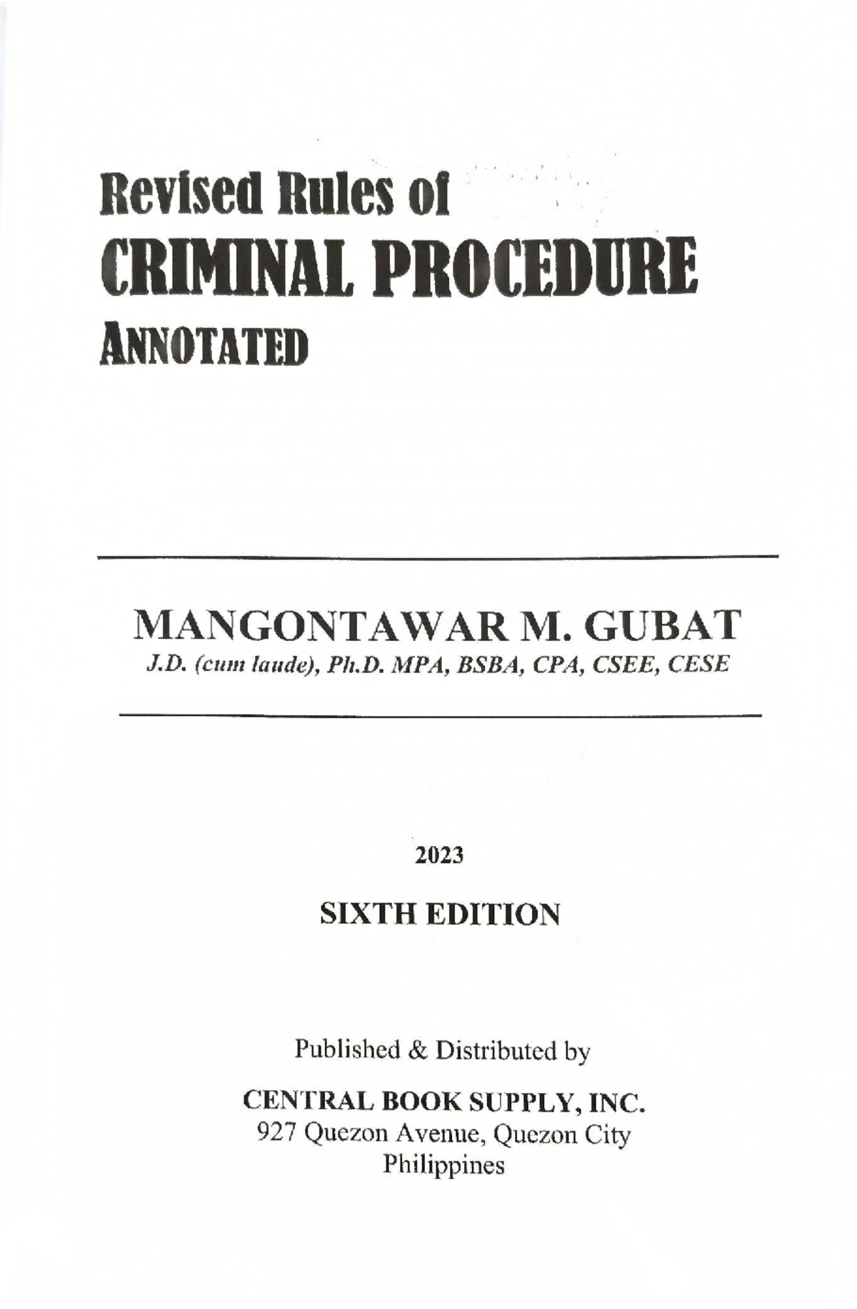 Revised Rules of Criminal Procedure: Jurisdiction & Rule 110 Notes ...