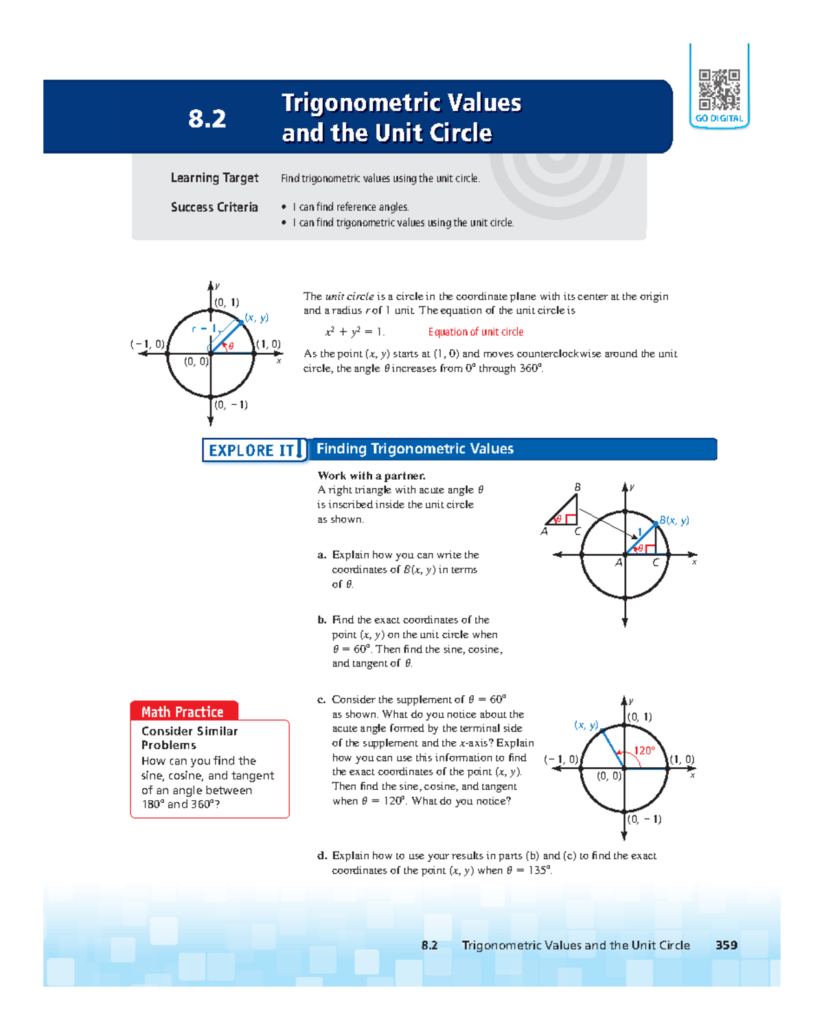 Trigonometric Values & Unit Circle: GA24 Adv Algebra IPE 08.2 - Studocu