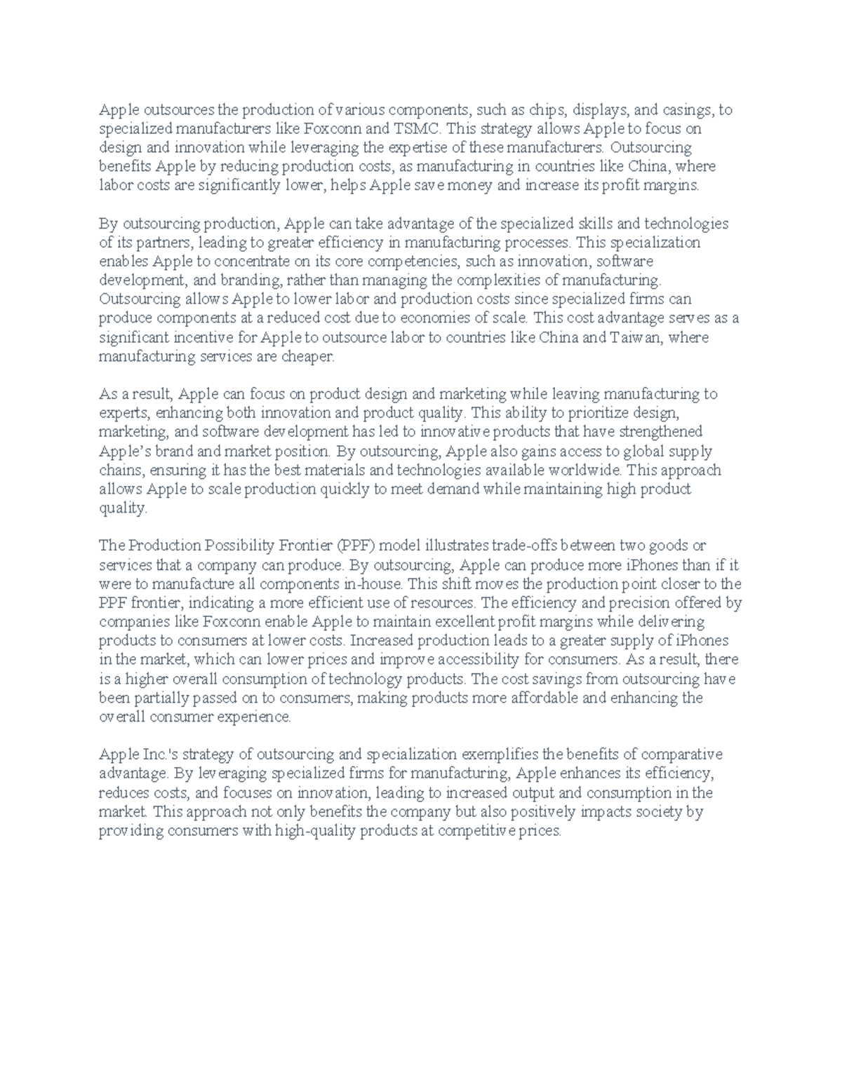 ECO201 Discussion 2: Apple's Outsourcing Strategy and Its Impact on ...