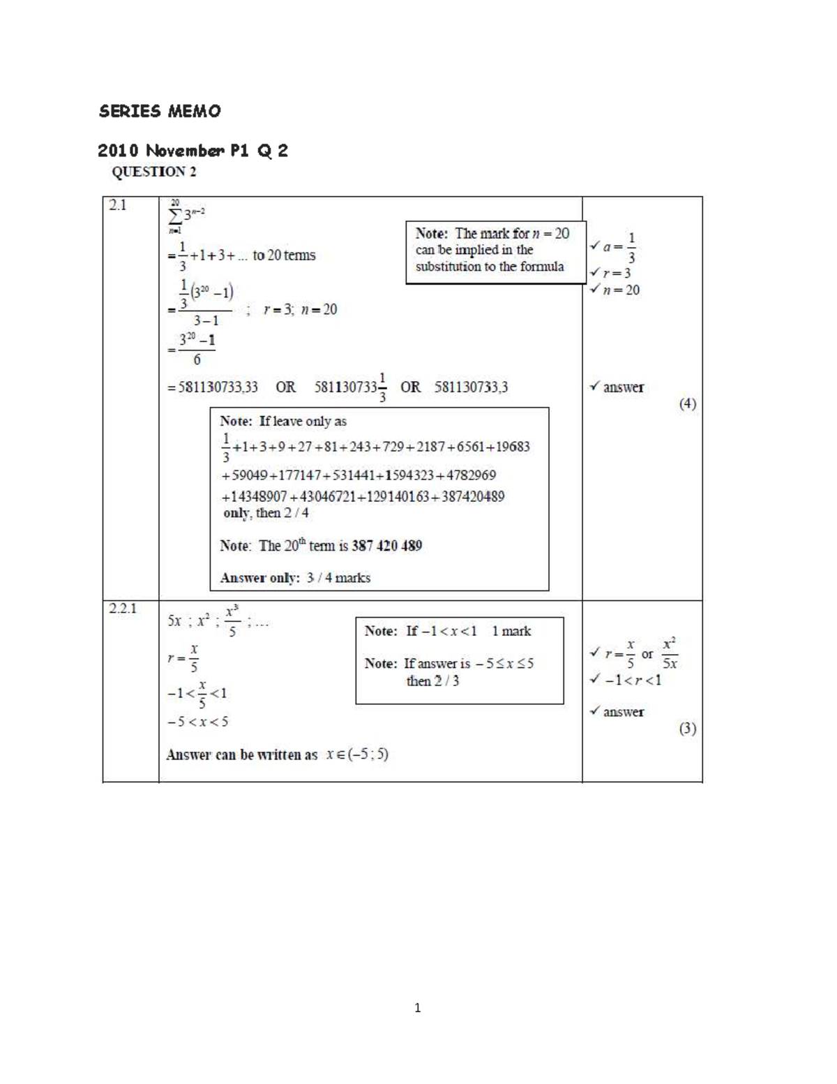 Topic 3 Series Memo - Exam Questions & Solutions - Studocu