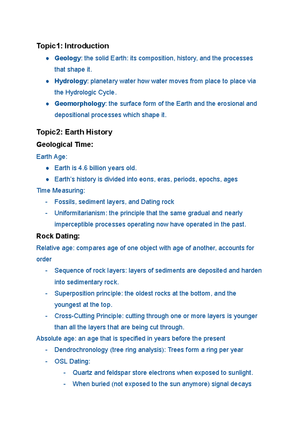 GEOS 103 Review Sheet: Key Concepts in Geology and Earth Processes ...