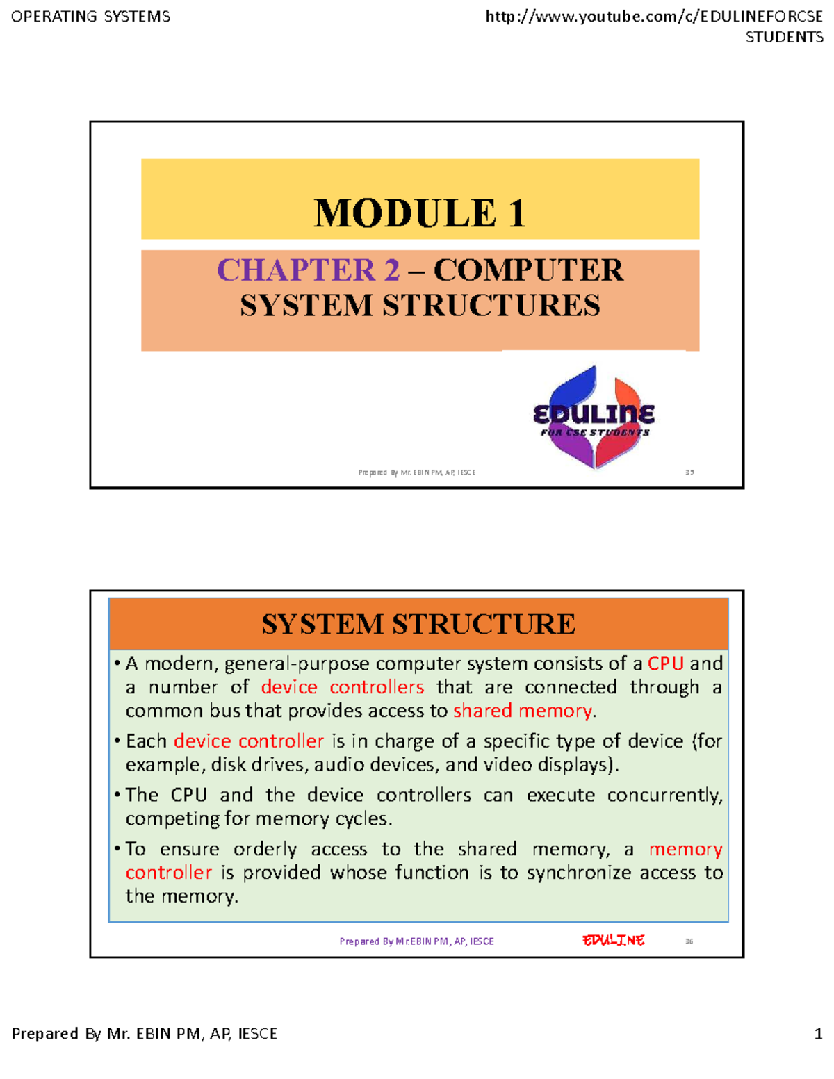 Operating Systems (CS101) Module 1: Chapter 2 - Computer System Structures - Studocu