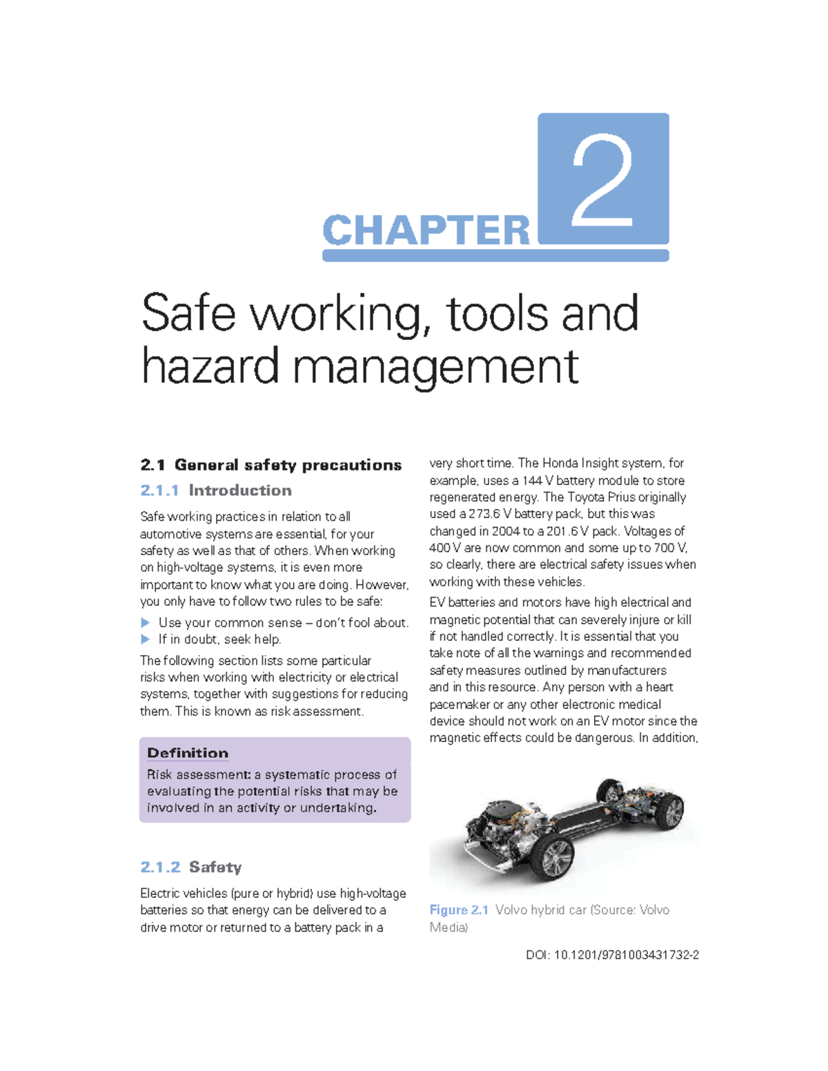 CHAPTER 2: Safe Working Practices and Hazard Management in EVs - Studocu