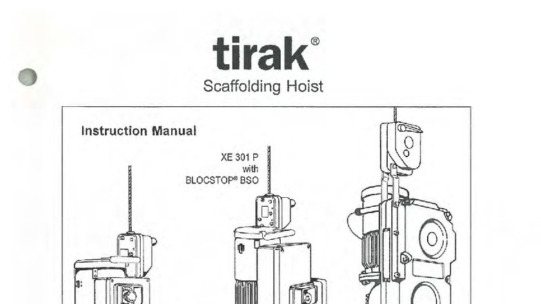 Scaffolding Hoist Instruction Manual XE 301 P & TE 1020 P with SSO ...