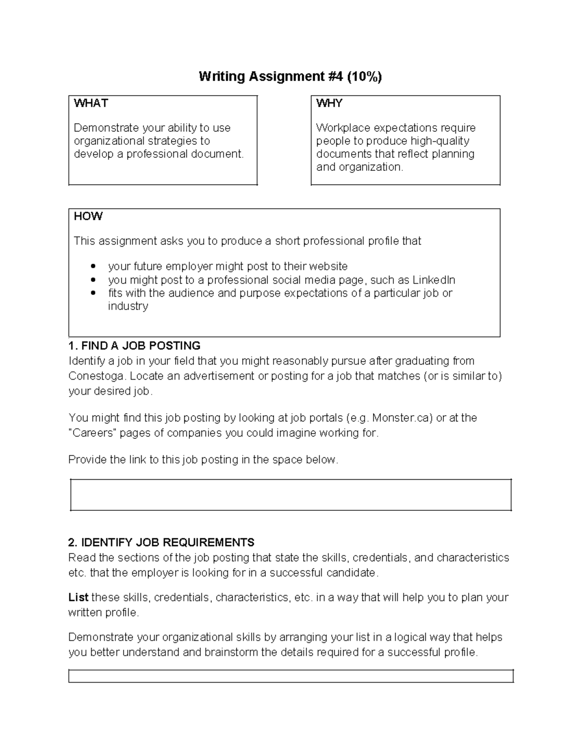 Professional Profile Assignment #4 Template (10%) - Studocu