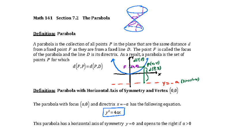 Midterm Study Guide - MATH 141: The Parabola Concepts - Studocu
