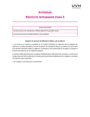 proyecto integrador etapa 1 - ACTIVIDAD PROYECTO INTEGRADOR ETAPA 1 Auto de vinculación a ...