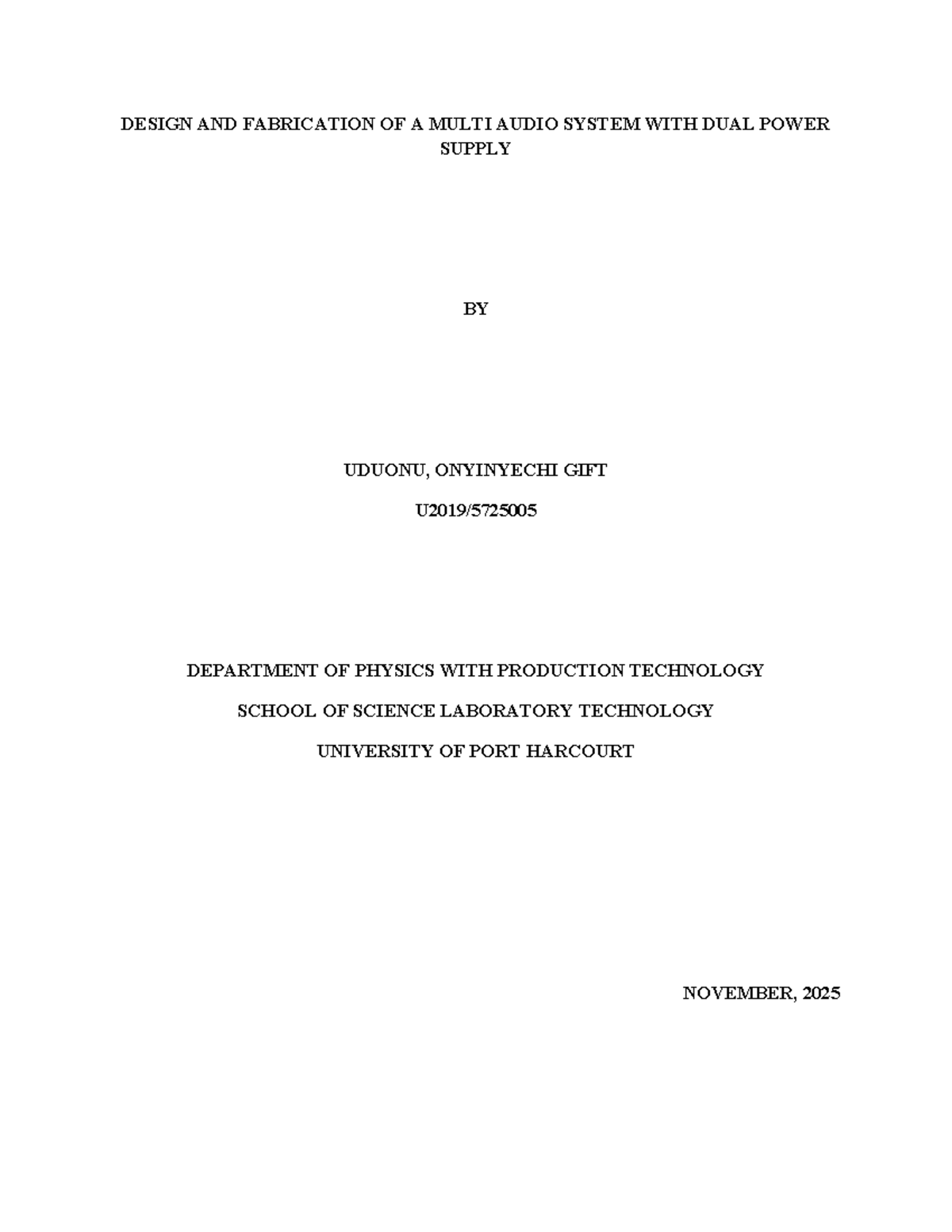 Design and Fabrication of a Multi Audio System with Dual Power Supply ...