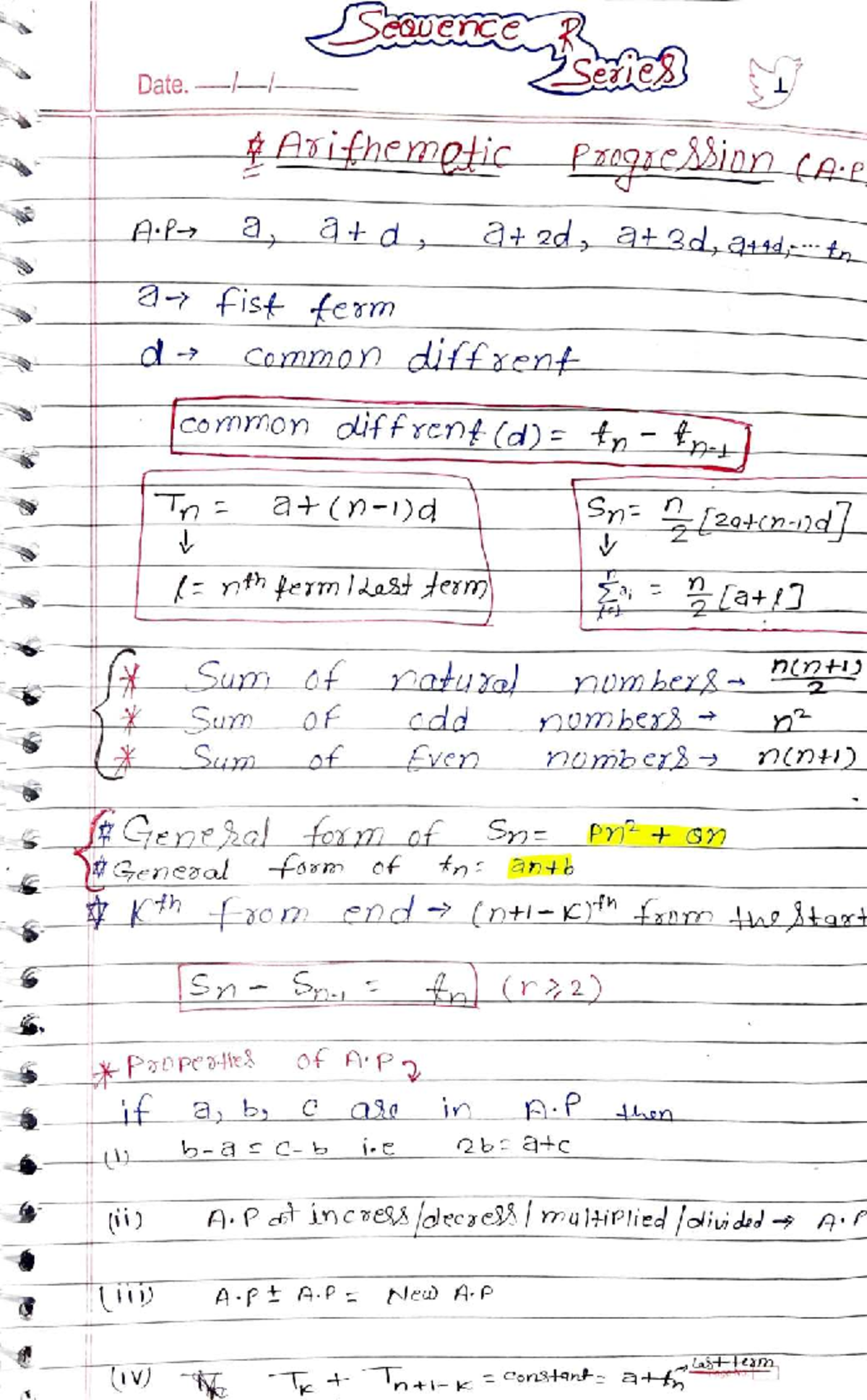 A.P. & G.P. Concepts: Arithmetic & Geometric Progressions Notes - Studocu