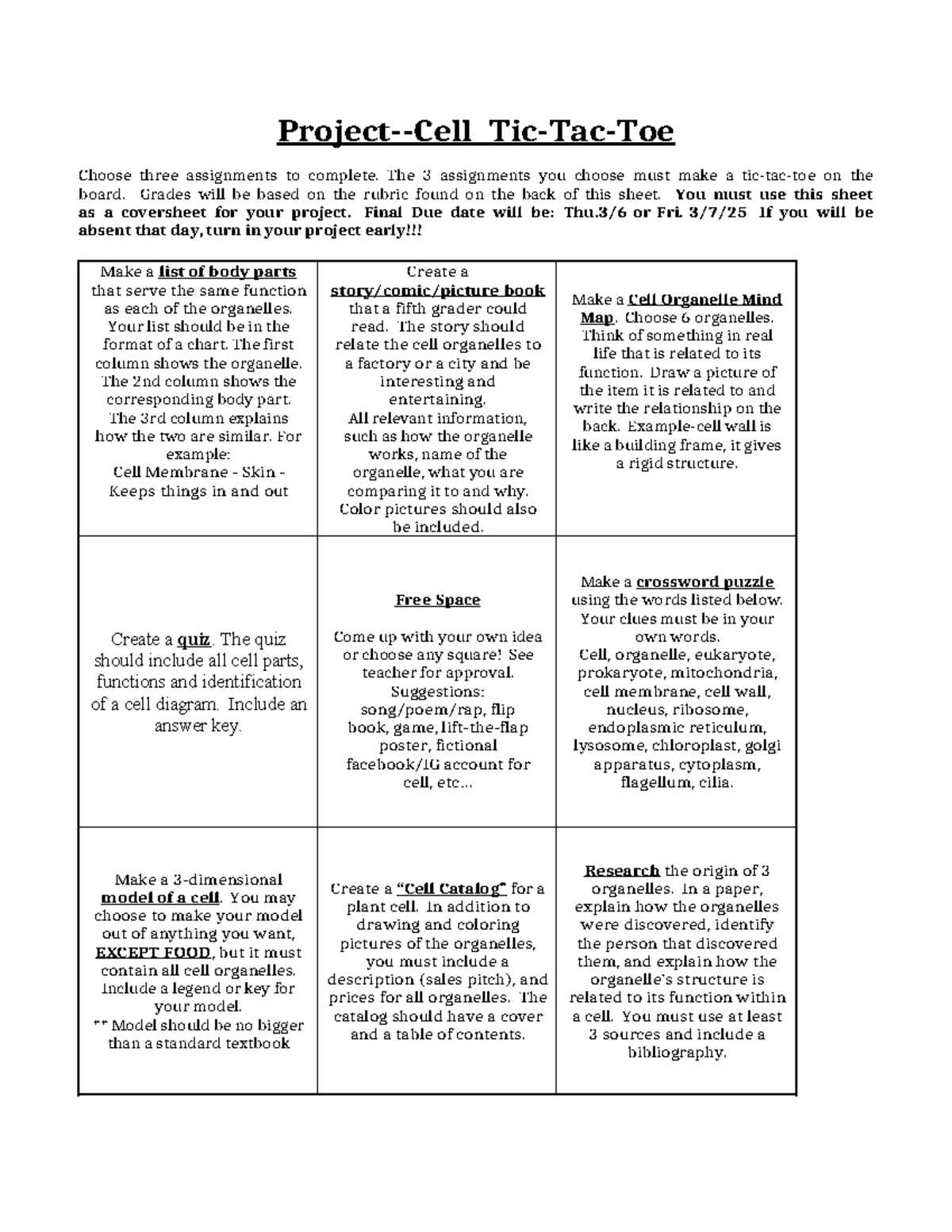 Cell Tic-Tac-Toe Project- Modified - Project-Cell Tic-Tac-Toe Choose ...