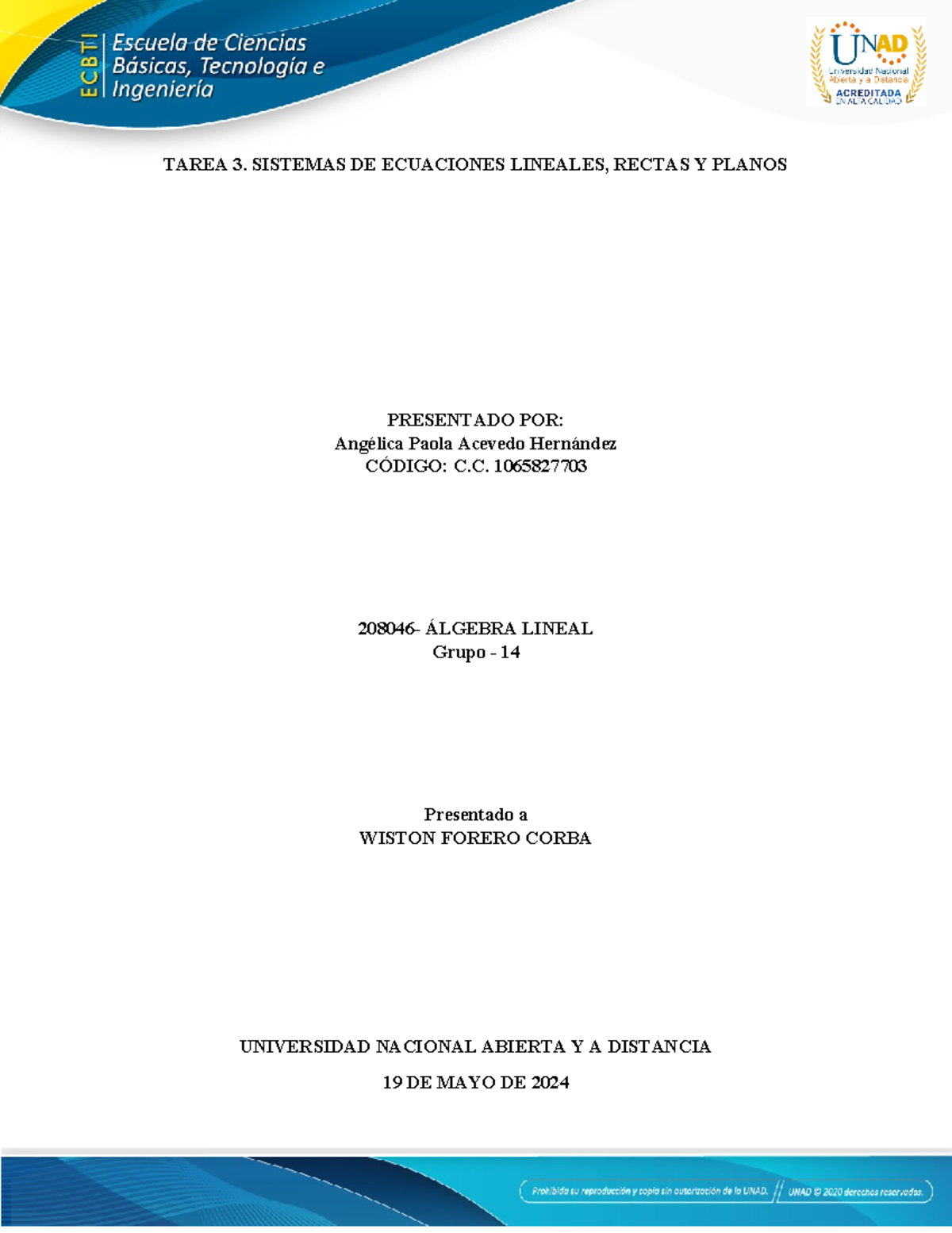 TAREA 3. SISTEMAS DE ECUACIONES LINEALES EN ÁLGEBRA 208046 - Studocu