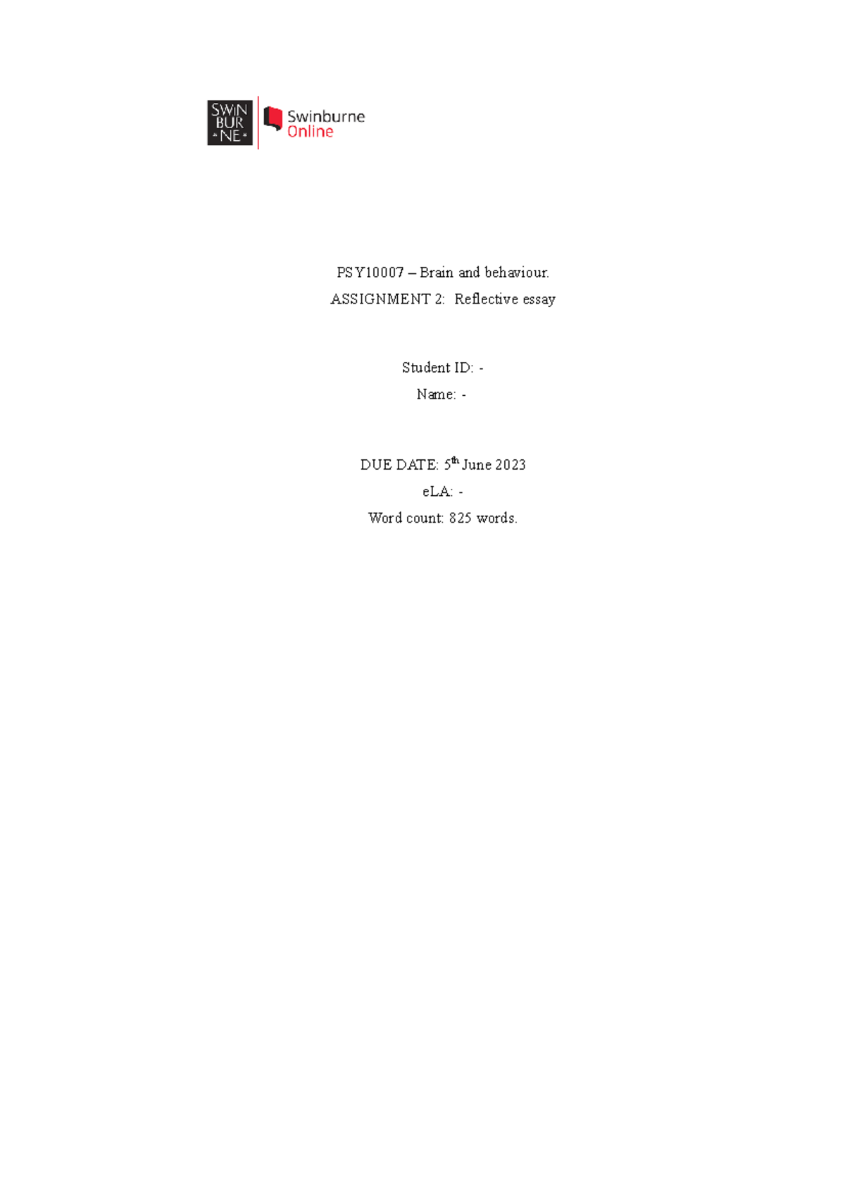 PSY10007 Assignment 2: Reflections on Academic Ethics and Competencies - Studocu