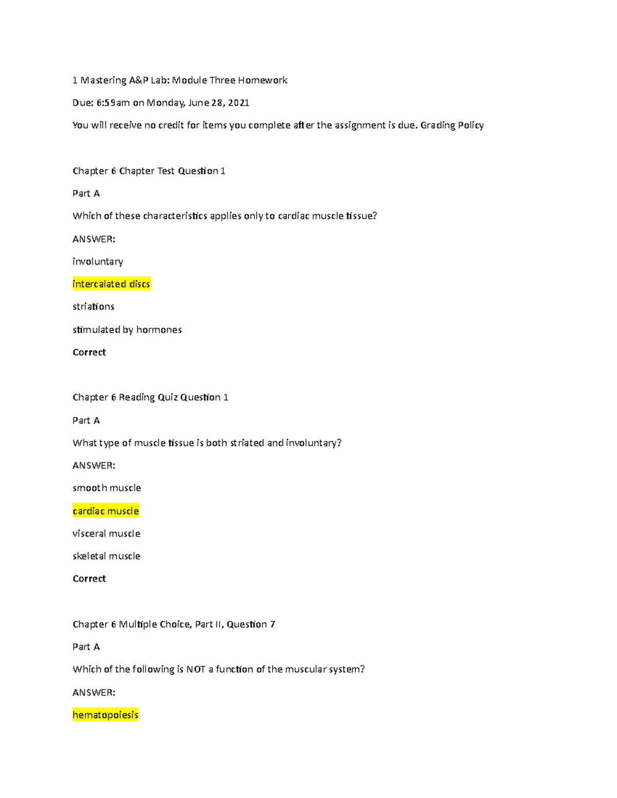 3-1 Mastering A&P Lab Module Three Homework - 1 Mastering A&P Lab: Module Three Homework Due ...
