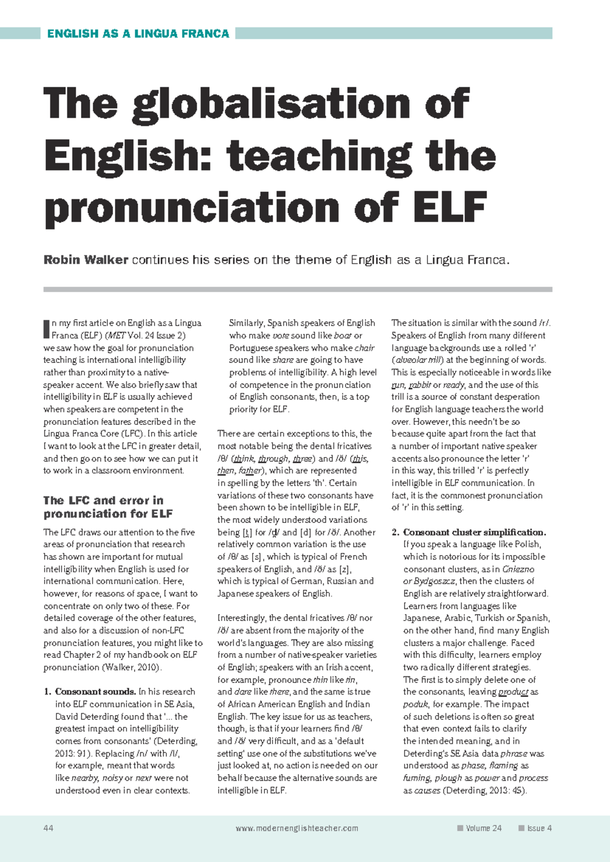 ENGLISH 101: Teaching ELF Pronunciation for Global Communication - Studocu