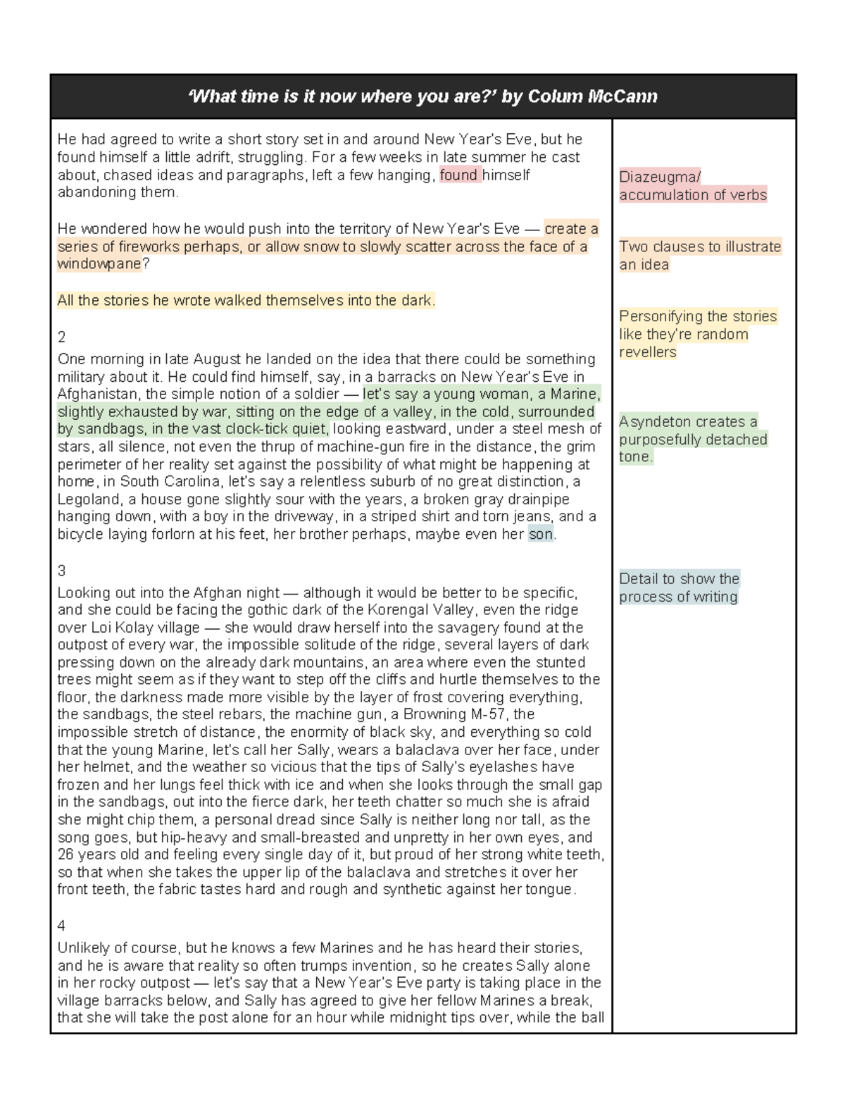 Analysis of Colum McCann's Short Story 'What Time Is It Now?' - Studocu