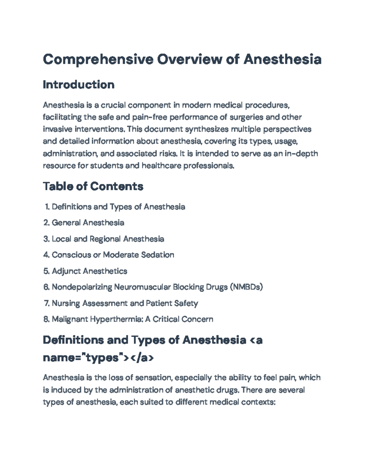 Comprehensive Overview of Anesthesia: Types, Administration & Safety ...