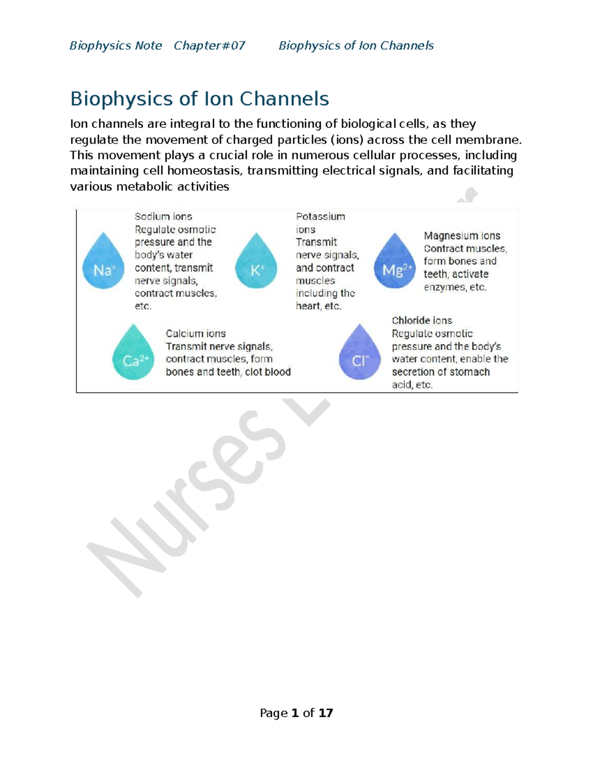 Biophysics Chapter 7: The Role and Function of Ion Channels - Studocu