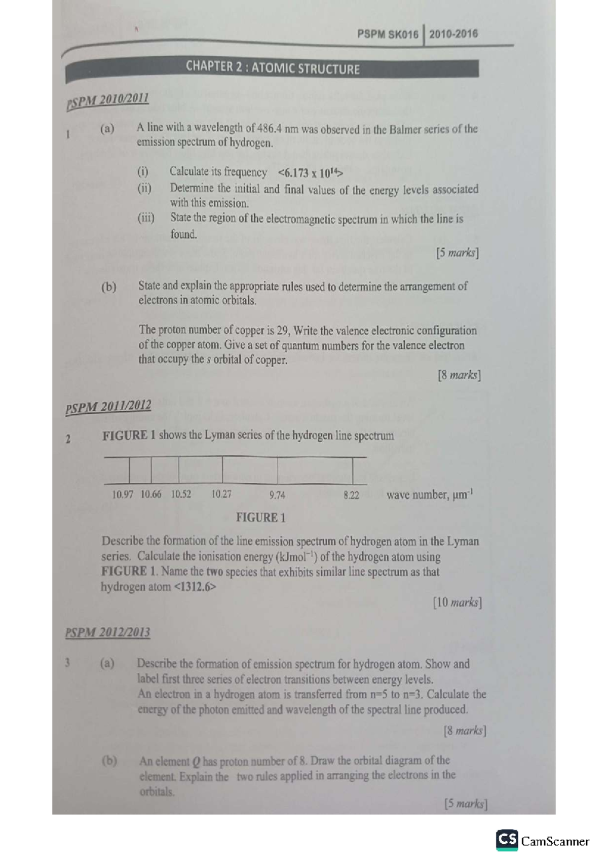 PSPM SK016 CHAPTER 2: ATOMIC STRUCTURE & EMISSION SPECTRA - Studocu