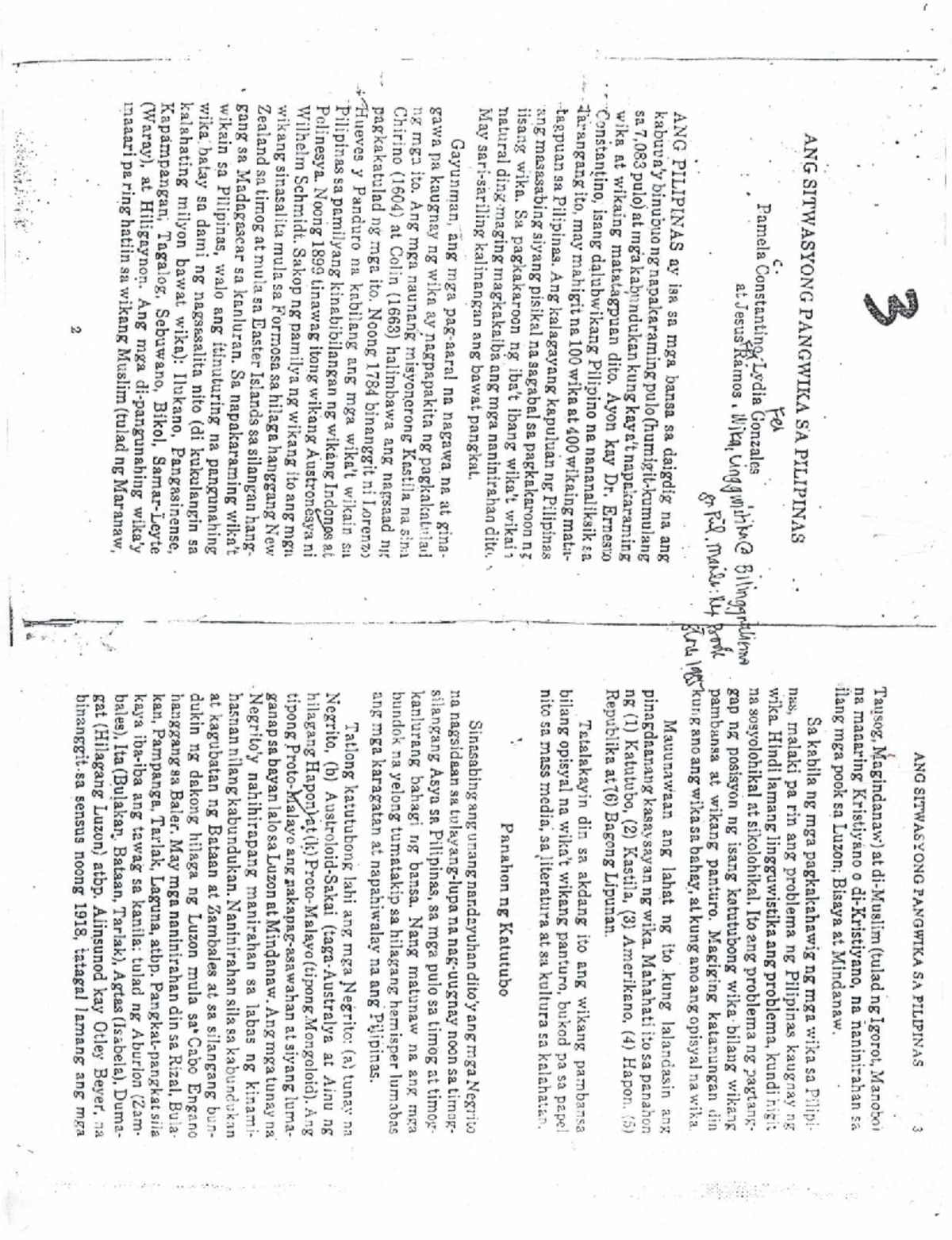 ANG SITWASYONG PANGWIKA SA PILIPINAS: Isang Pagsusuri at Pagsusuri ng - Studocu