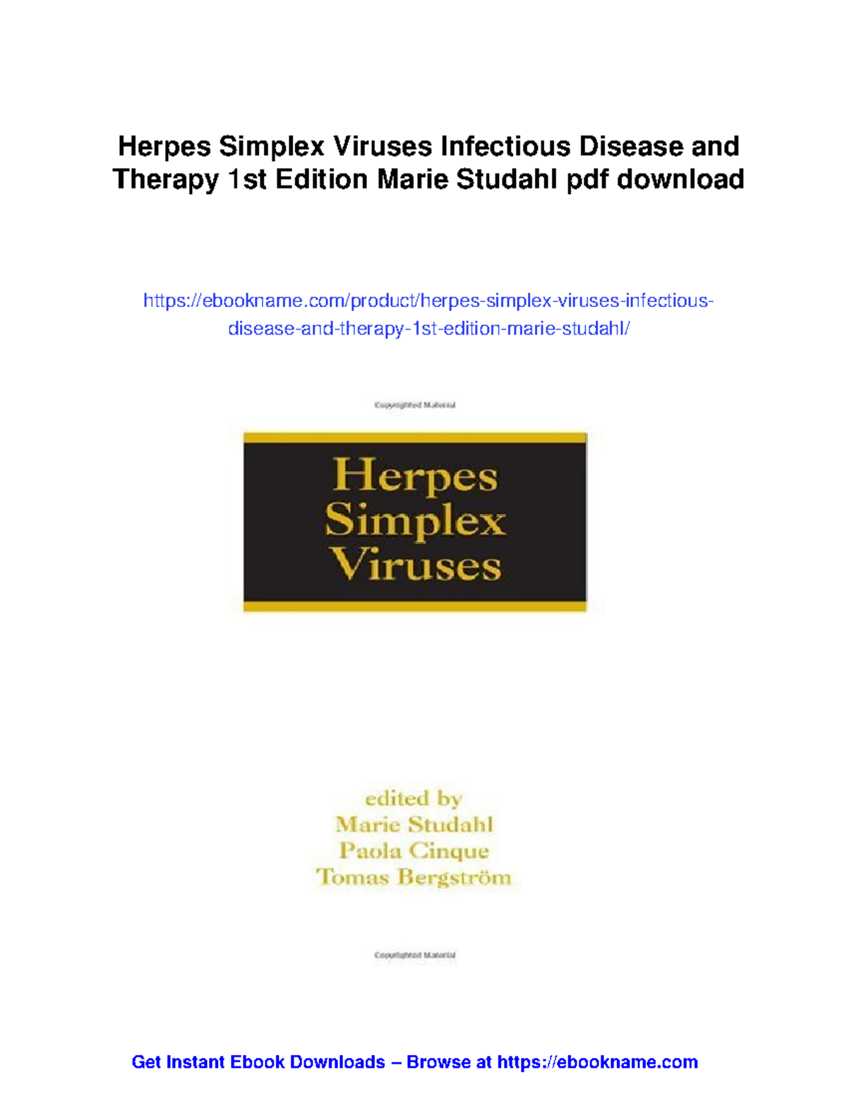 Herpes Simplex Viruses: Infectious Disease & Therapy (1st Ed.) - Studocu