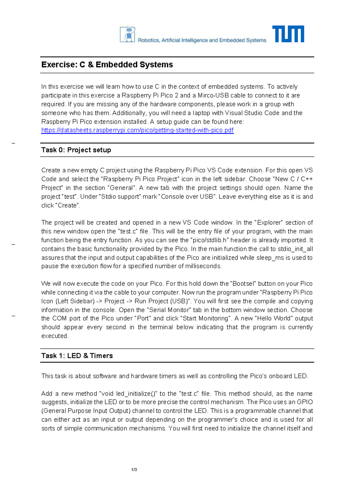 C-2: Exercise on C for Embedded Systems with Raspberry Pi Pico - Studocu