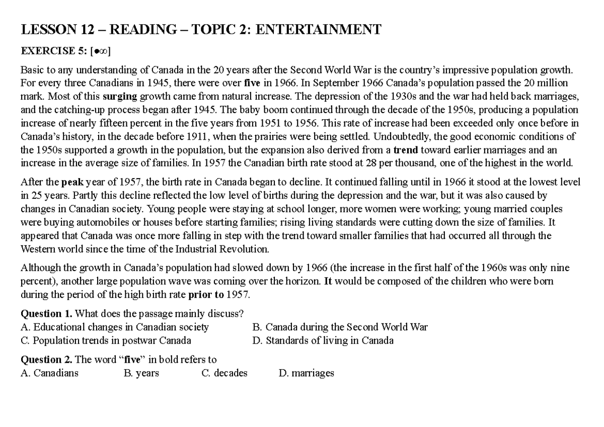 LESSON 12: POSTWAR CANADA POPULATION GROWTH & WOMEN'S HISTORY - Studocu