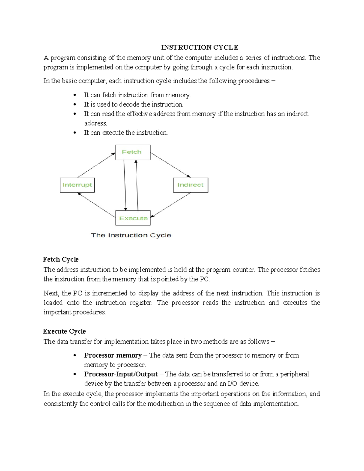 Instruction Cycle 2 - NOTES - INSTRUCTION CYCLE A program consisting of ...