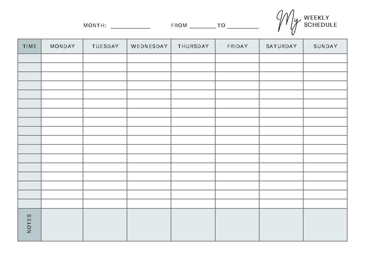 White and Light Blue Simple Weekly Schedule Document A4 - PHY1EA1 - T I ...