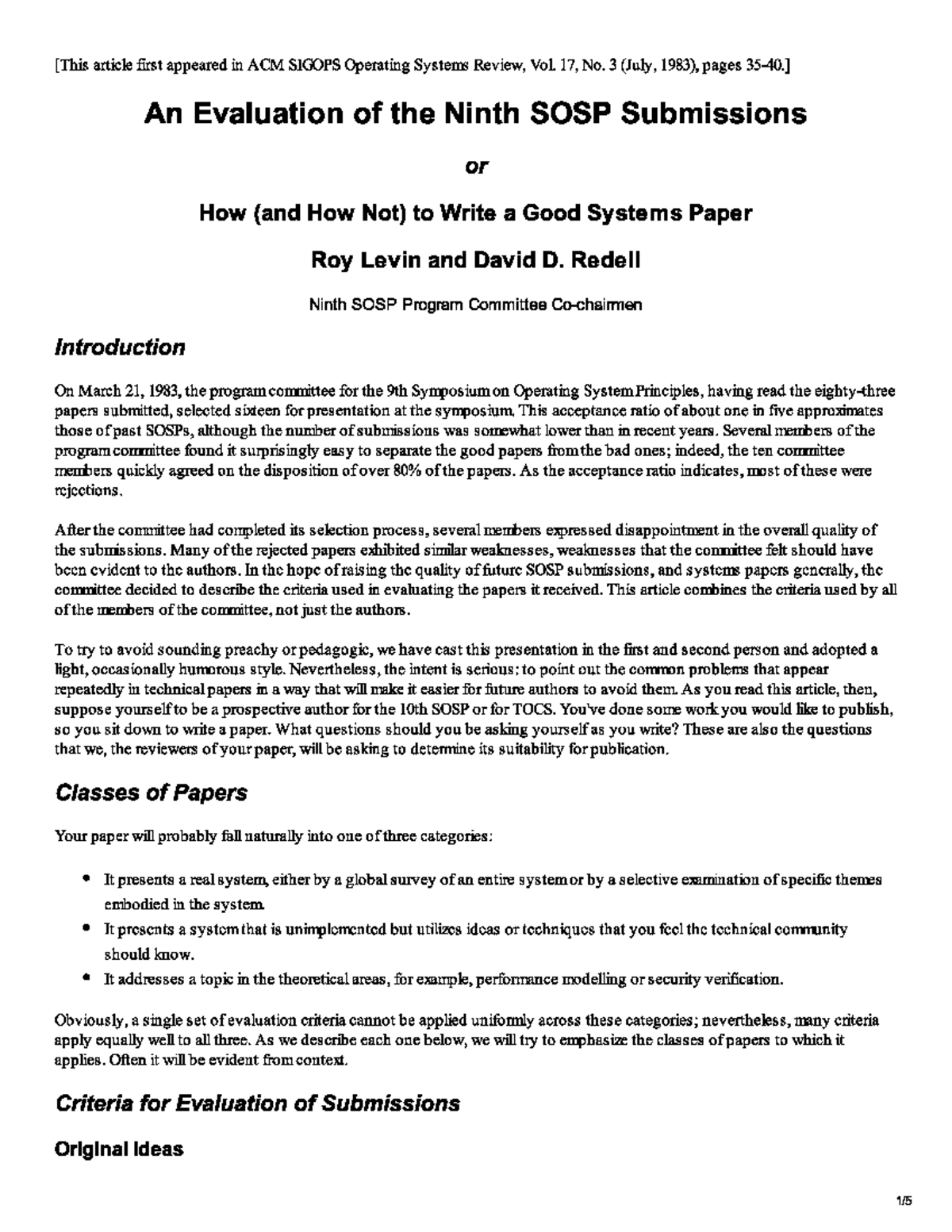 How to Write an Effective Systems Paper: Insights from SOSP 9 - Studocu