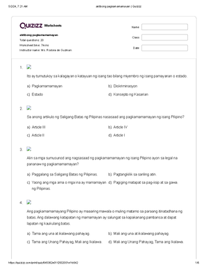 Grade 5 Activity Sheet - none - GRADE 5 ACTIVITY SHEET - Studocu