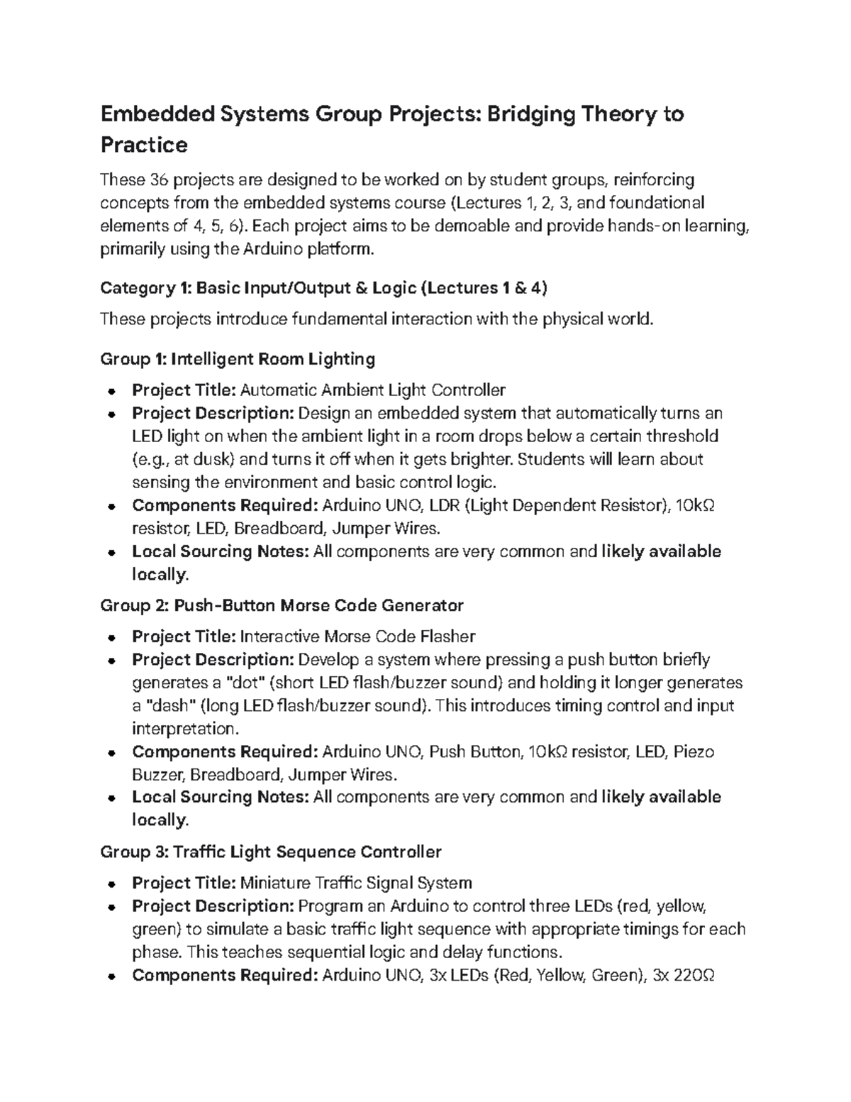 Embedded Systems Group Projects (ENGR 101): Theory to Practice - Studocu
