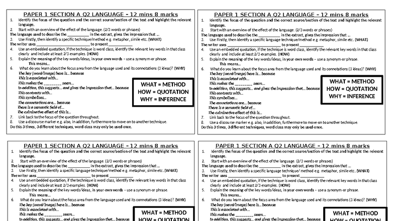 PAPER 1 SECTION A Q2 LANGUAGE ANALYSIS GUIDE - Studocu