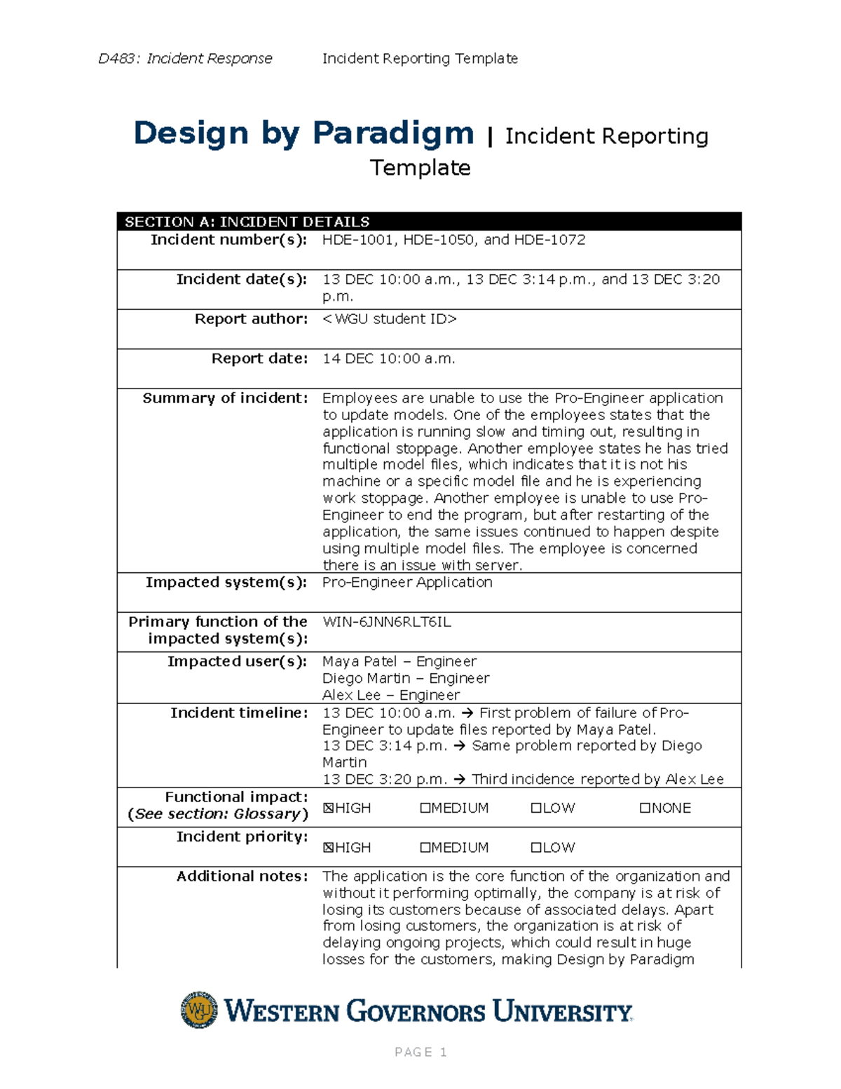 IT Incidence Report - Design by Paradigm | Incident Reporting Template ...