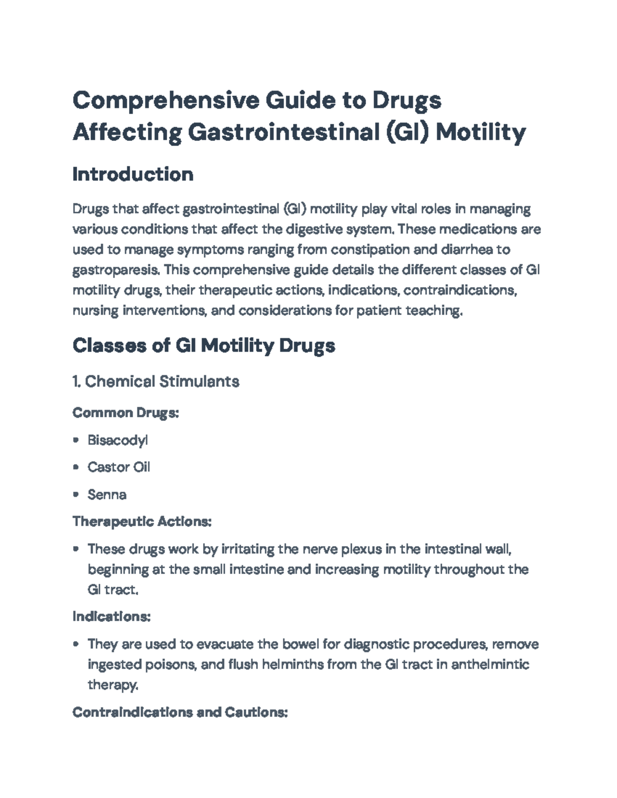 Comprehensive Guide to GI Motility Drugs and Nursing Considerations ...