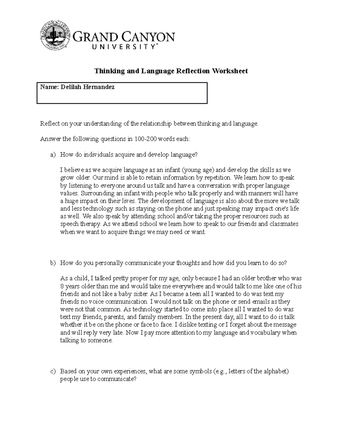 PHI 101 Thinking and Language Reflection Worksheet - Studocu