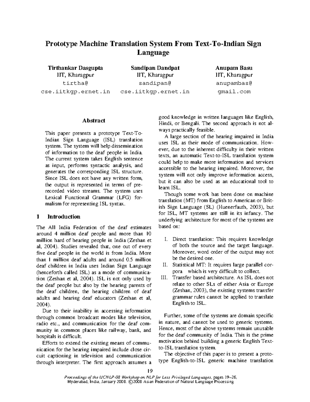 I08-3006 - Prototype Machine Translation System for Indian Sign ...