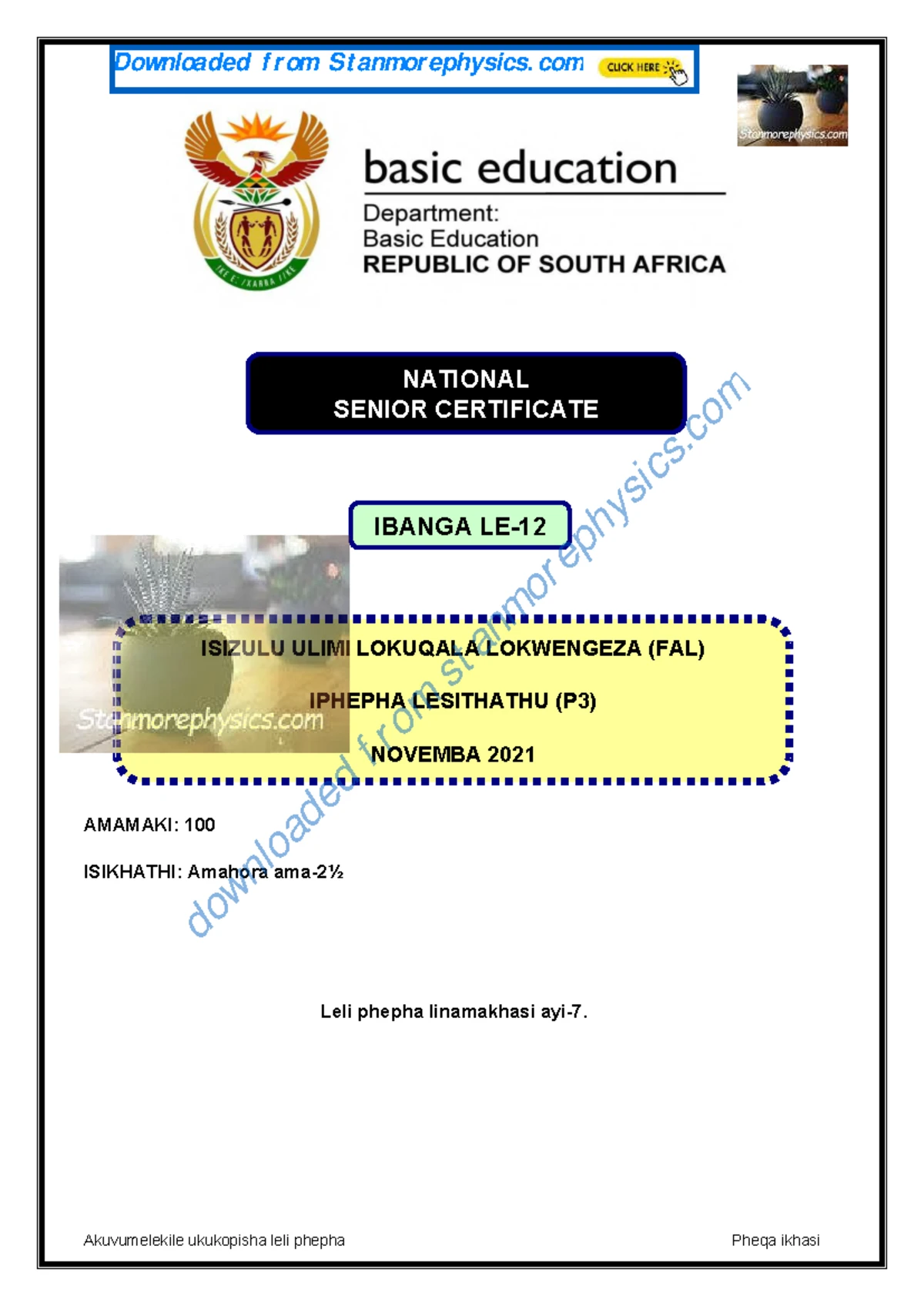 Ibanga 11 paper 3 - Iphepha lesithathu - IBANGA 11 ISIZULU ULIMI ...