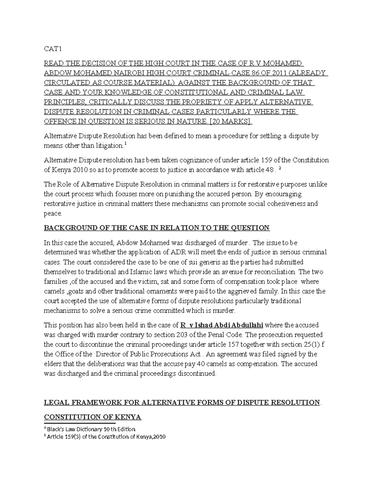 CAT1: Analyzing the Role of ADR in Serious Criminal Cases in Kenya ...