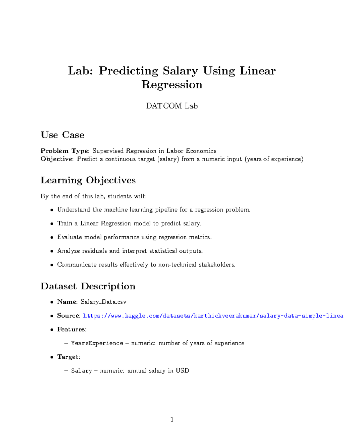 DAWP Lab: Predicting Salary with Linear Regression Techniques - Studocu