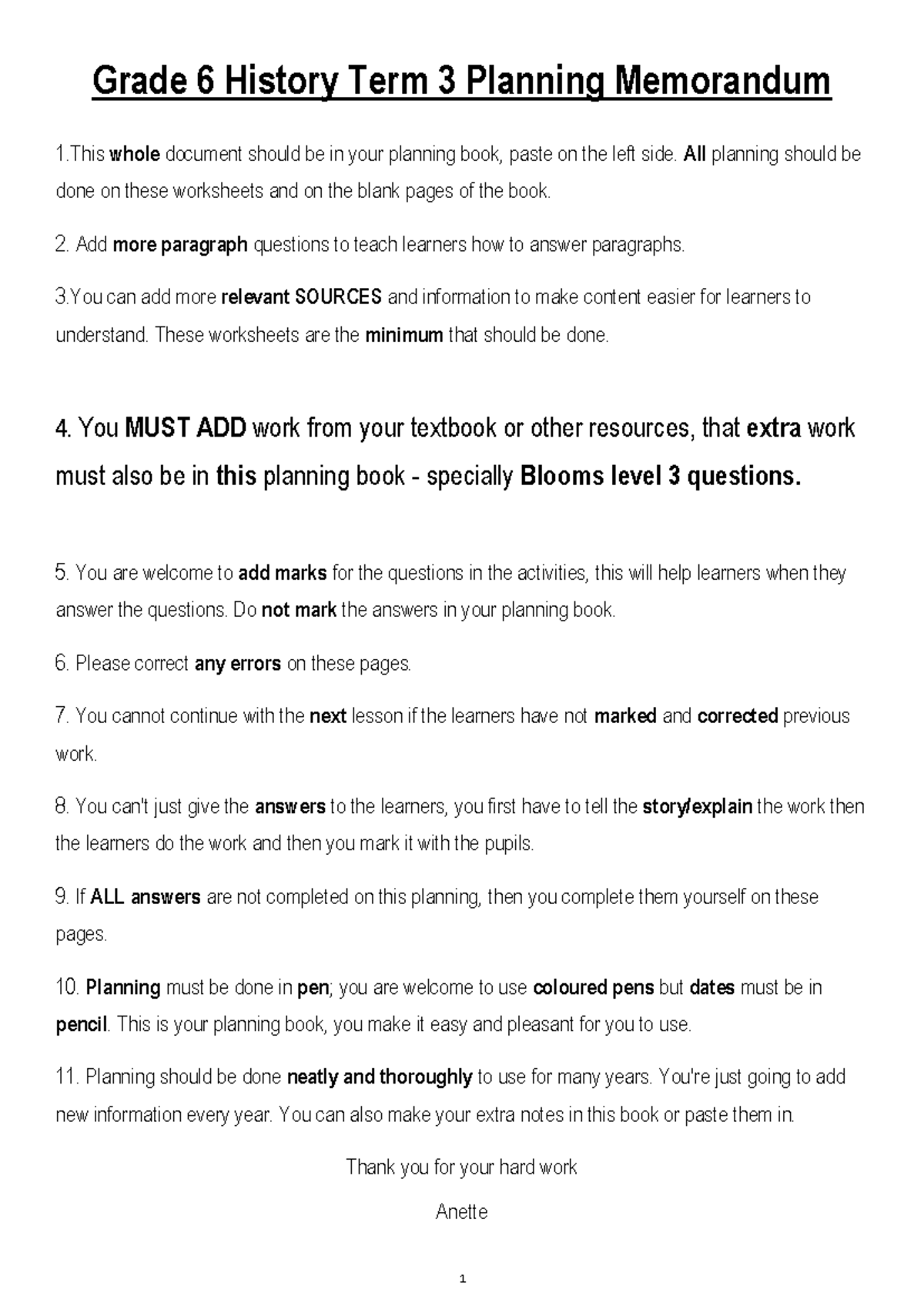 Gr.6H Term 3 Planning memo - Grade 6 History Term 3 Planning Memorandum ...