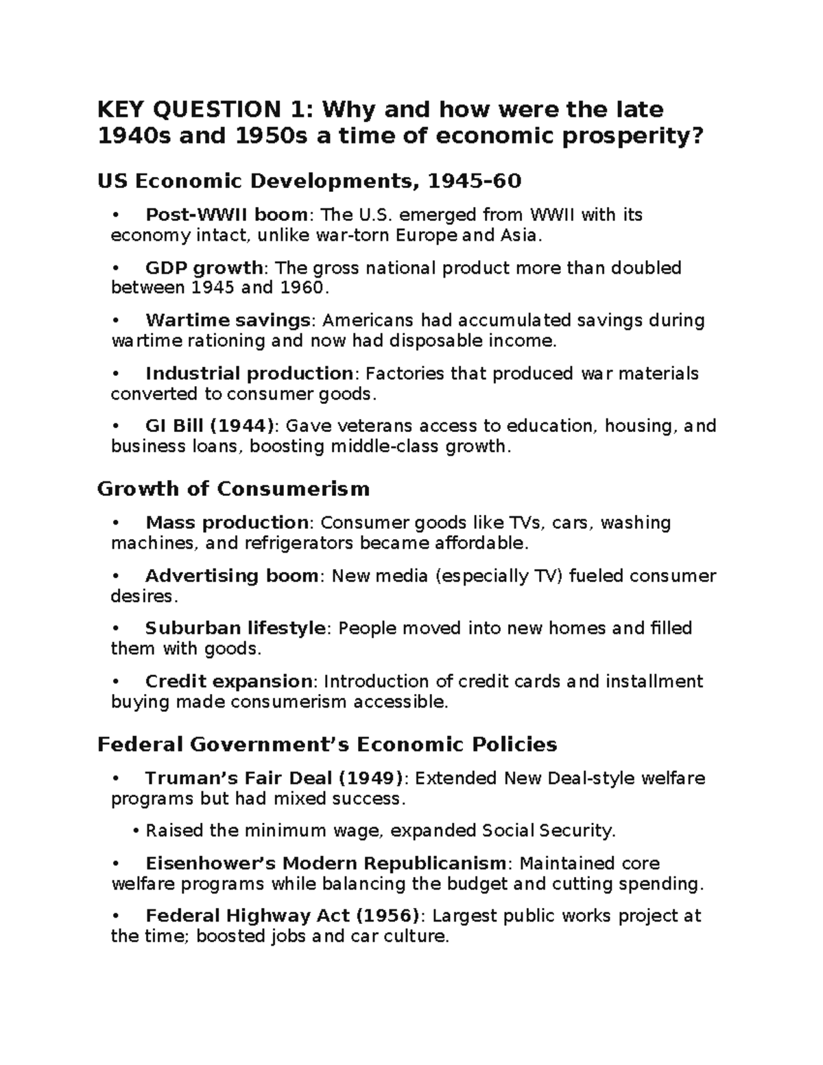 1940-1950s US History Paper 4: Economic Prosperity & Social Change ...