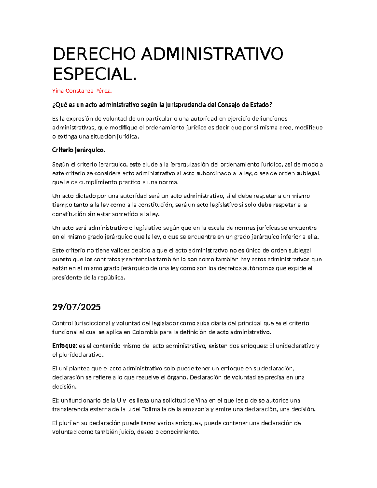 DERECHO ADMINISTRATIVO ESPECIAL: Análisis de Actos Administrativos y ...