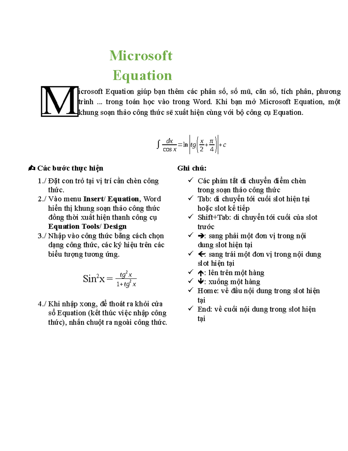 Hướng Dẫn Sử Dụng Microsoft Equation trong Word - Buoi6 3 - Studocu