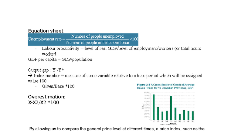 Equation Sheet - ECON 203: Labour Productivity & CPI Calculations - Studocu