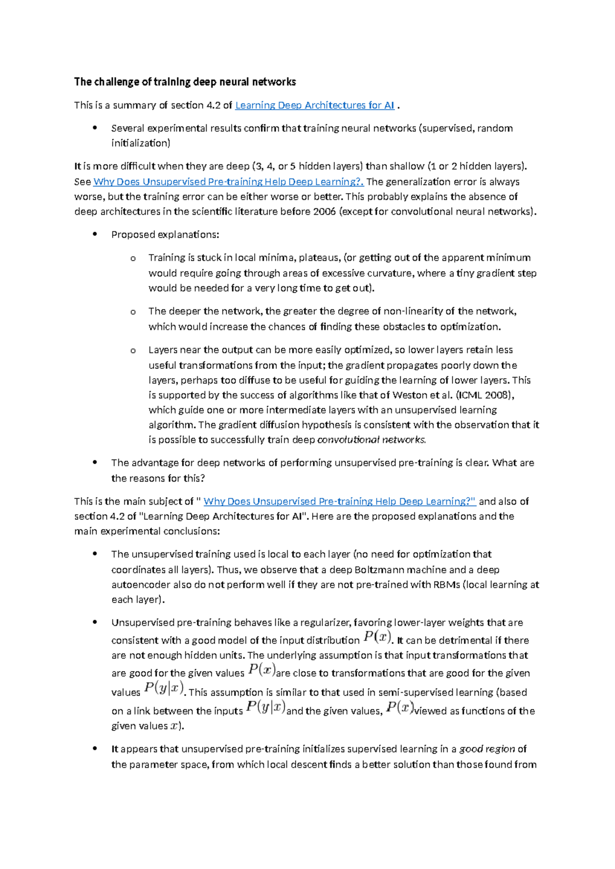 Deep Neural Networks Training Challenges - Summary of Section 4.2 - Studocu