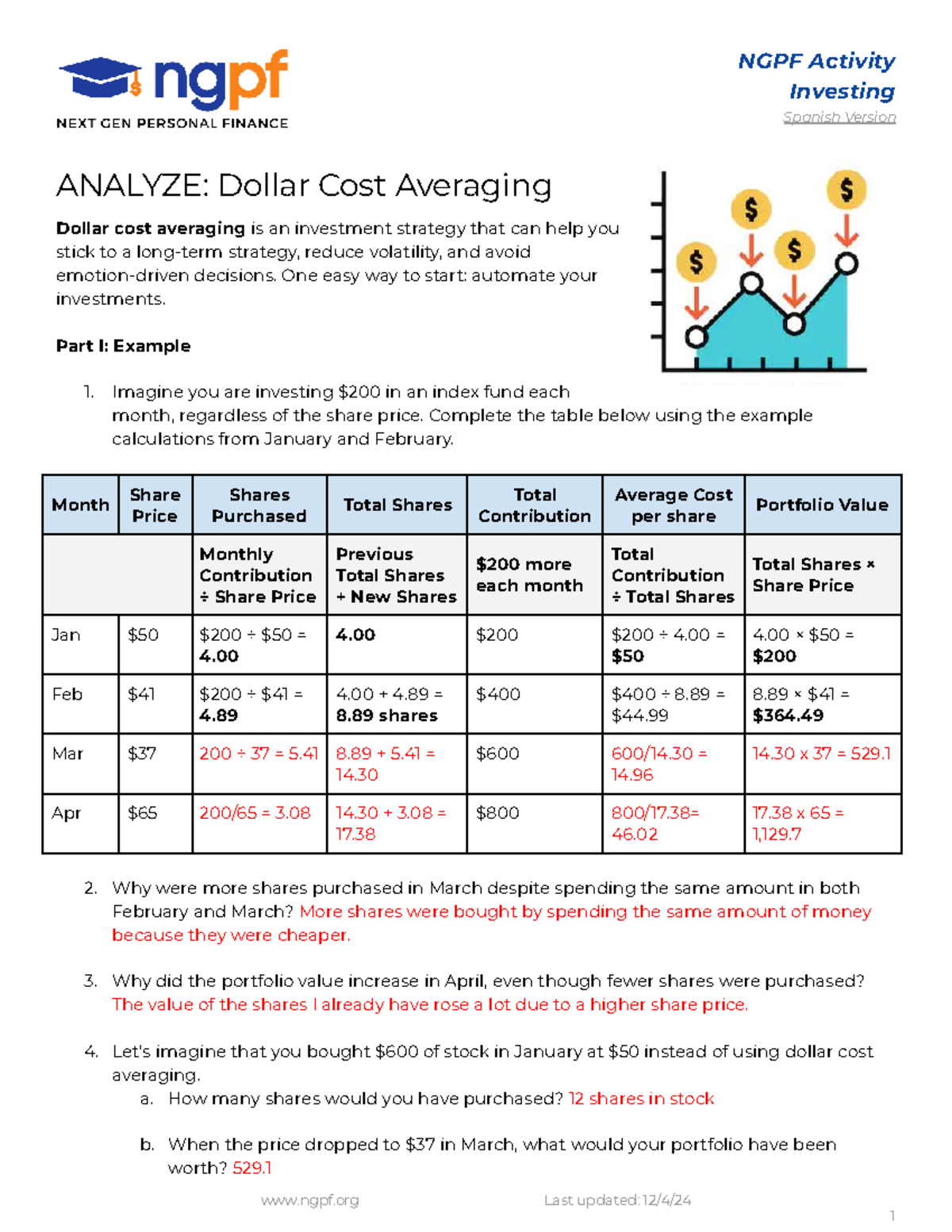 NGPF Activity: Analyzing Dollar Cost Averaging in Spanish - Studocu