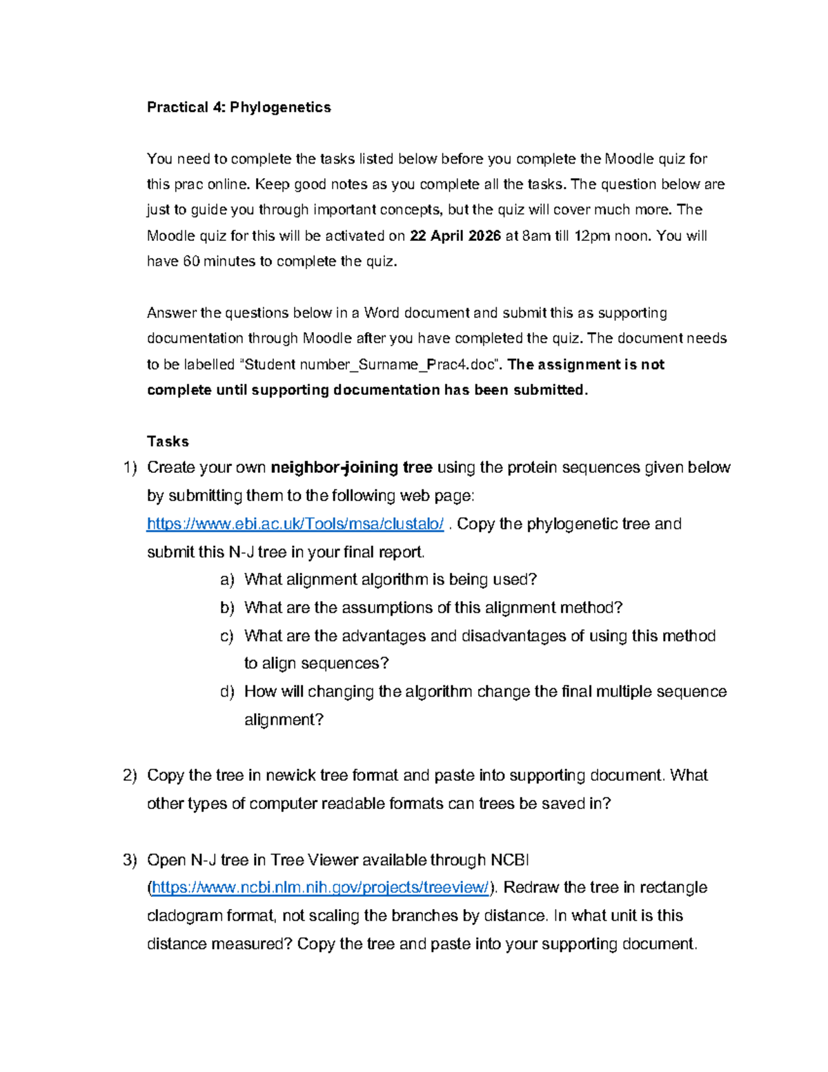 Prac 4: Phylogenetics Assignment & Quiz Prep (2026) - Studocu