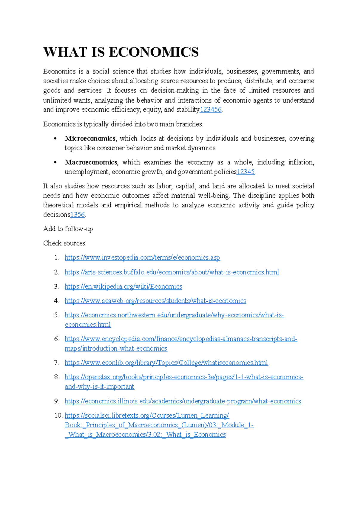 ECON 101: Introduction to Economics - Key Concepts and Branches - Studocu