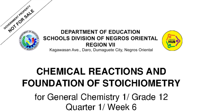 CHEM 12: Chemical Reactions & Stoichiometry - Week 6 Notes - Studocu